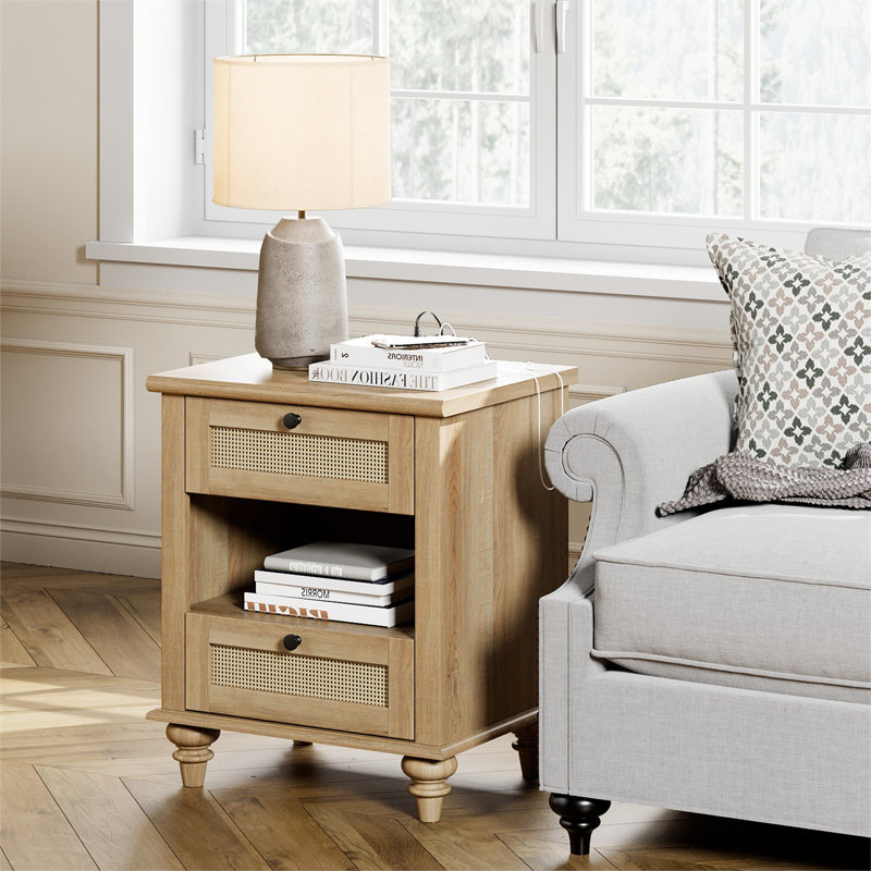 Sand & Stable™ Scarlett Shingo 2 - Drawer End Table with Storage and Built-In Outlets & Reviews ...